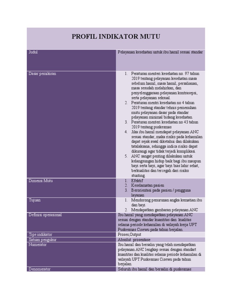 Profil Indikator MUTU | PDF