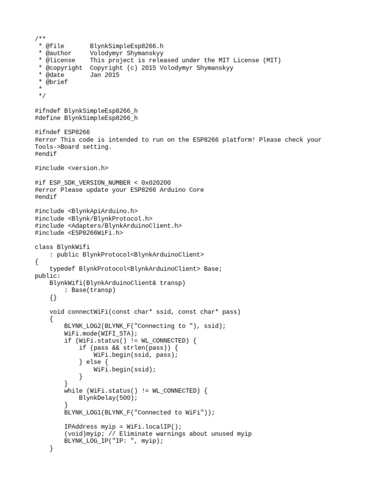 BlynkSimpleEsp8266 H | PDF | Computer Science | Computer Networking