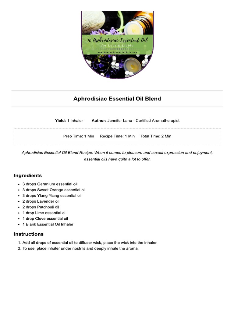 Aphrodisiac Essential Oil Blend | PDF