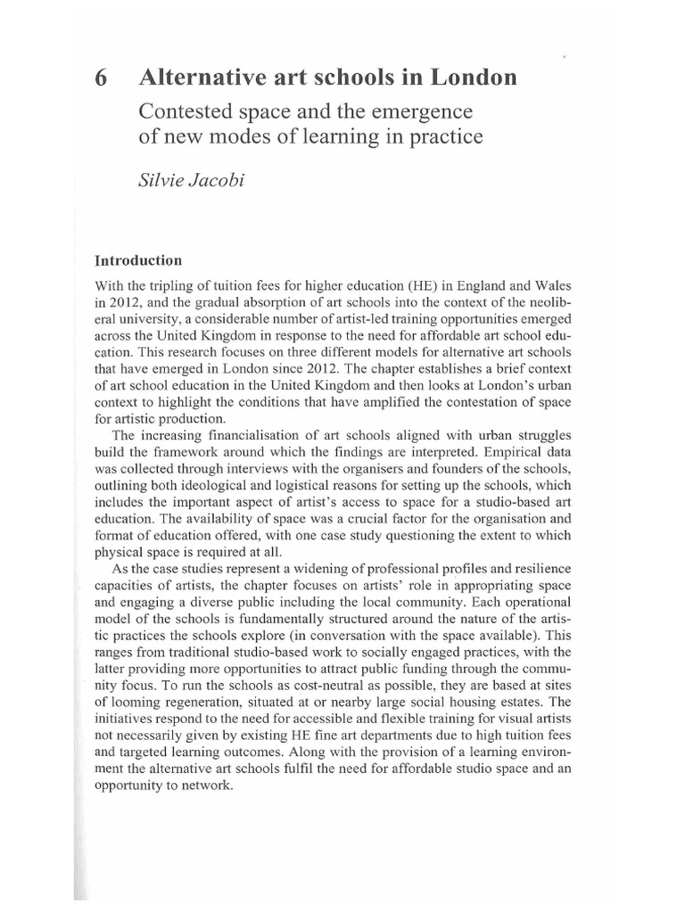 Art and The City Alternative Art Schools London | PDF