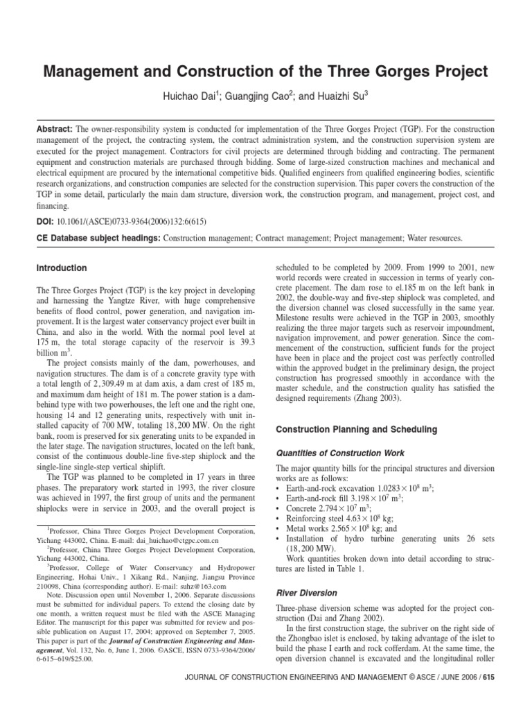 Management and Construction of The Three Gorges Project | PDF | Dam | Interest