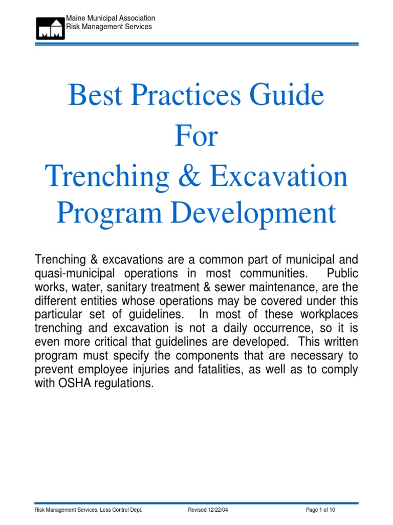 Best Practices Guide For Trenching & Excavation Program Development ... Best Practices Guide For Trenching & Excavation Program Development ...