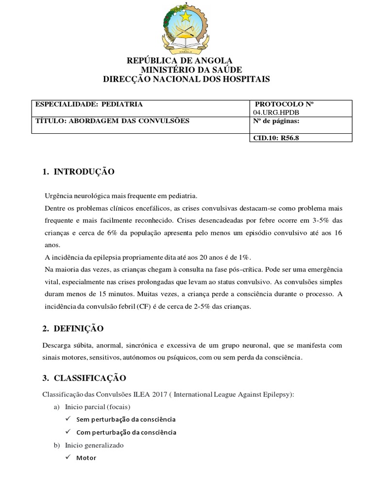 Protocolo Convulsoes Minsa | Download grátis PDF | Epilepsia | Distúrbios que causam convulsões