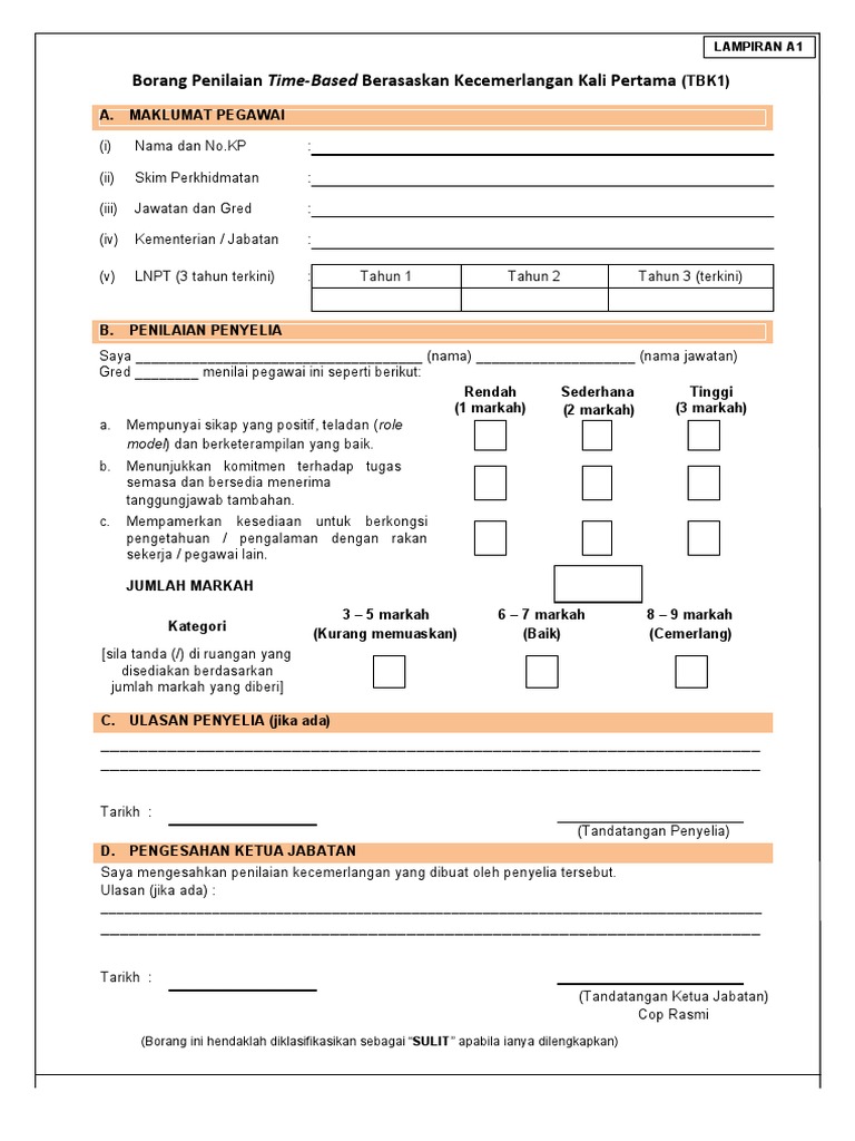LAMPIRAN A1 - PENILAIAN KECEMERLANGAN TBK1 | PDF