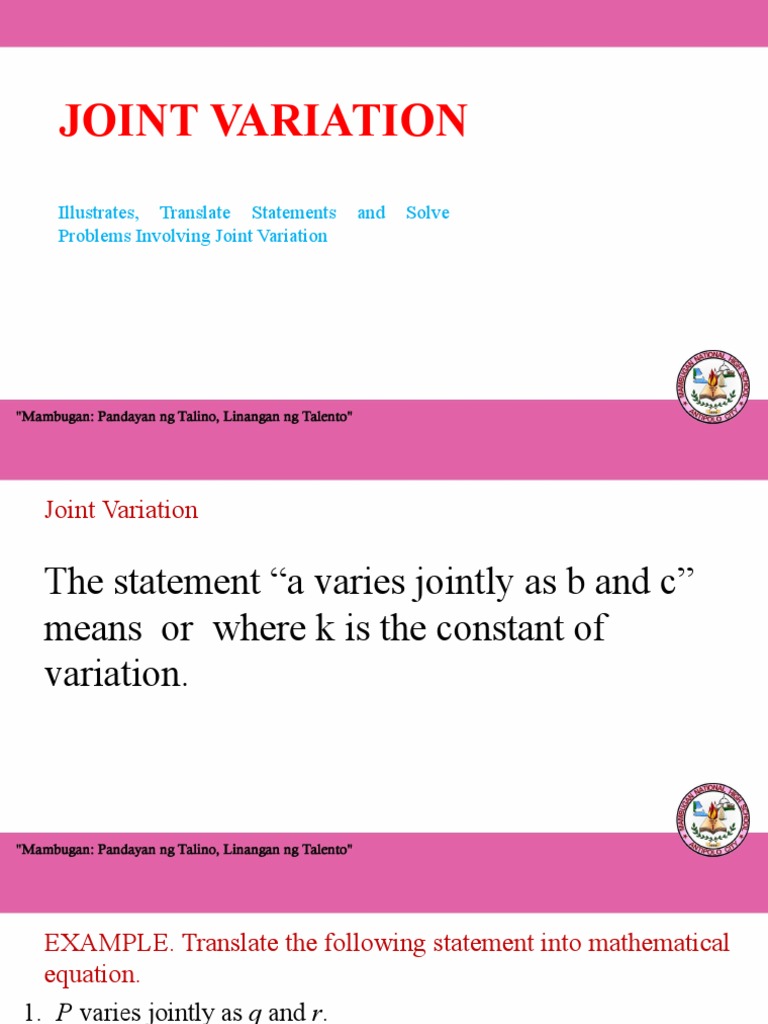 JOINT AND COMBINED Variation | PDF | Area | Length
