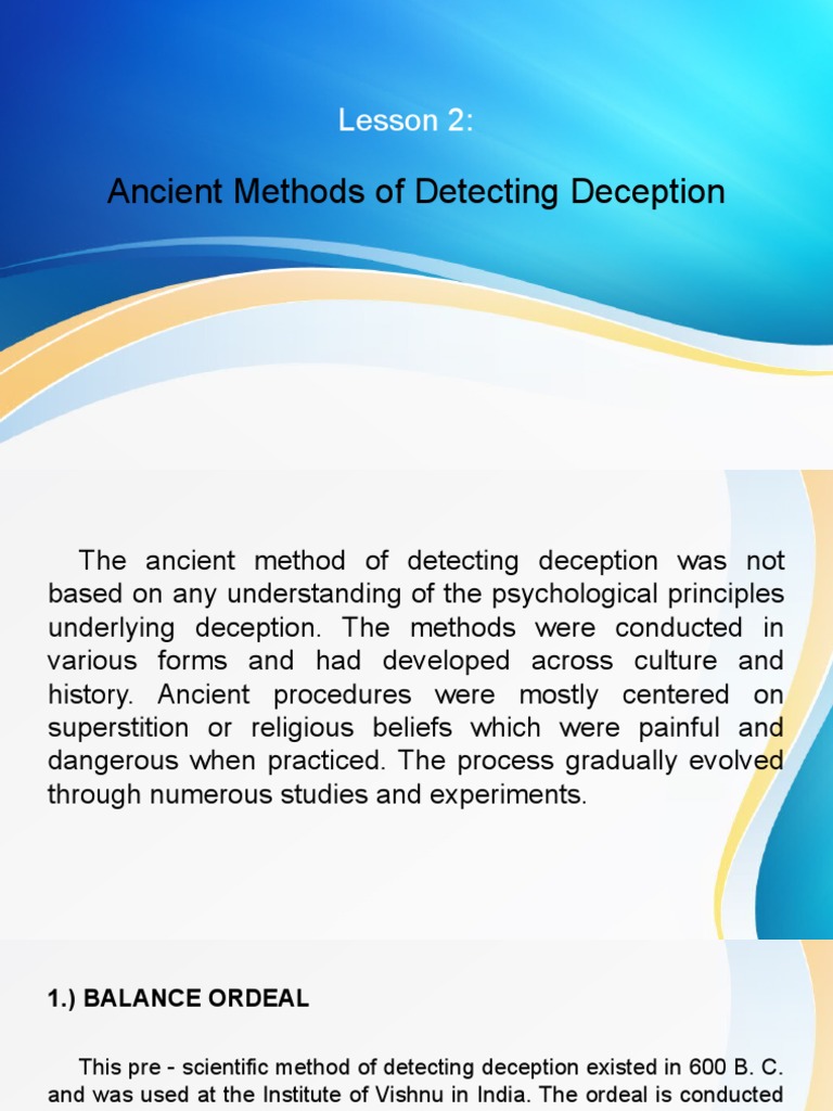 Ancient Method of Detecting Deception | PDF | Criminal Law | Justice