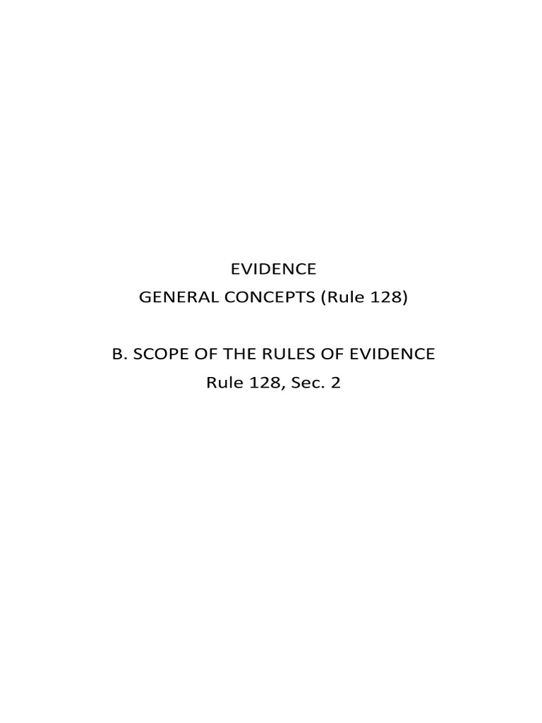 Evidence Scope of The Rules of Evidence | PDF | Dishonesty | Right To ...