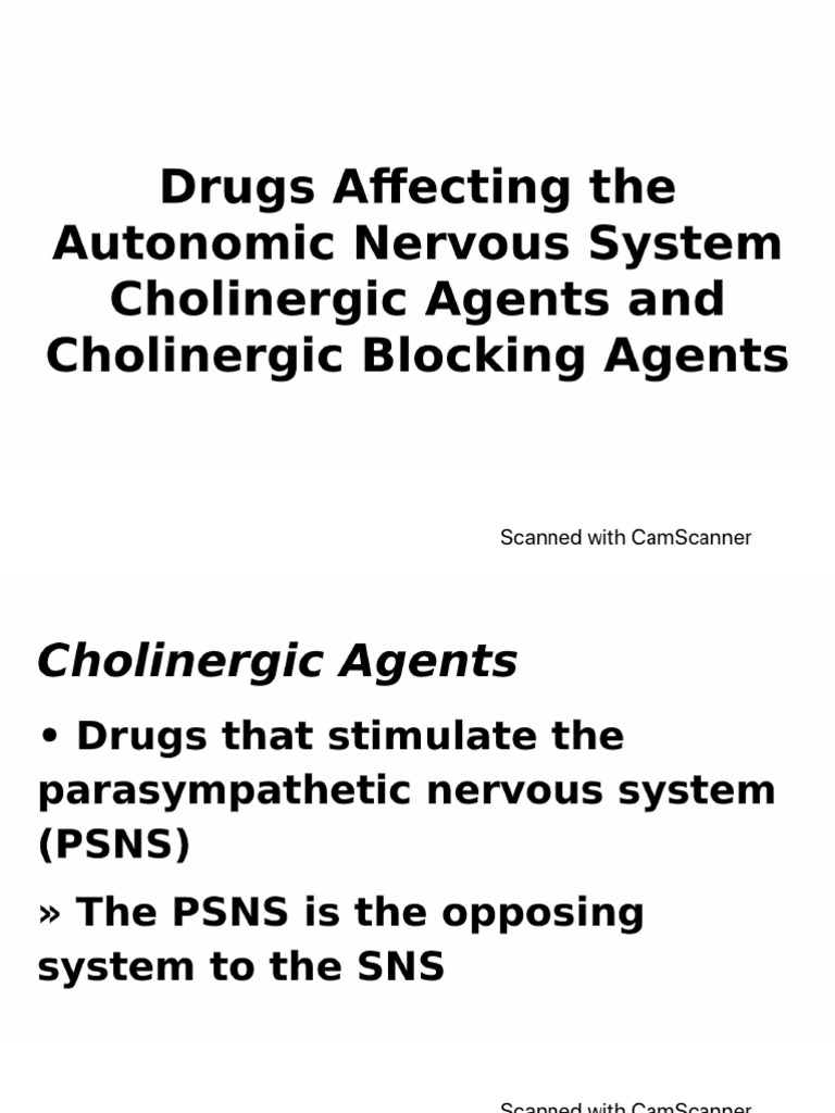 Drugs Affecting Cholinergic System Pdf