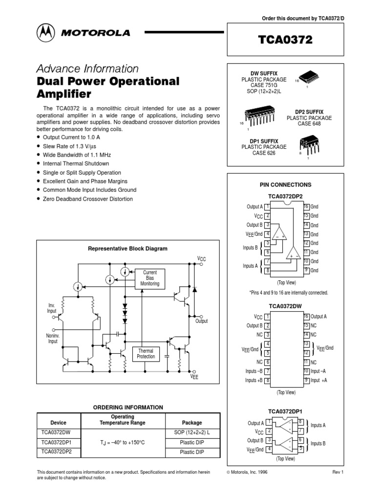 TCA0372 | PDF | Amplifier | Power Supply