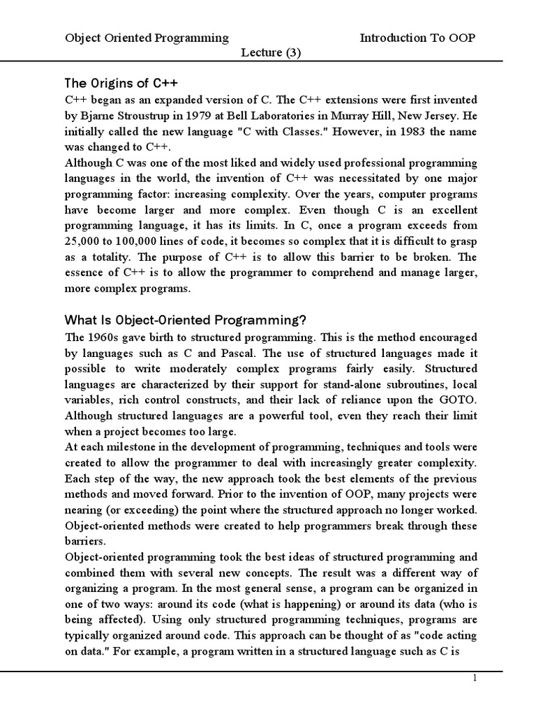 3 Oopc Pdf Object Oriented Programming Class Computer Programming 