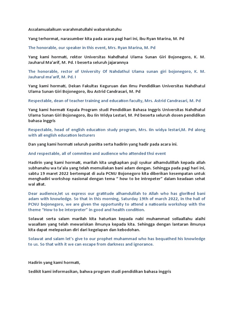 Teks MC Workshop Nasional Pbi | PDF