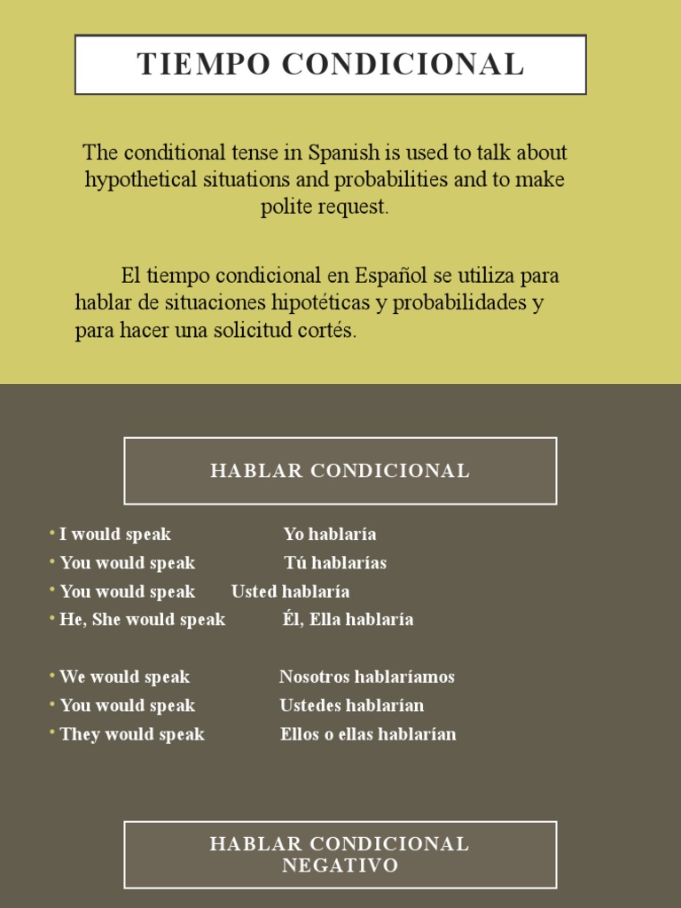 Tiempo Condicional Español | PDF | Grammatical Number | Semantic Units