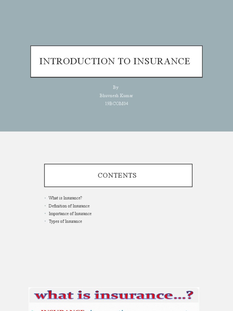 Introduction To Insurance | PDF