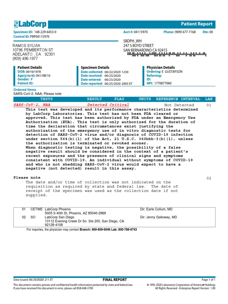 Patient Details Specimen Details Physician Details | PDF | Clinical ...