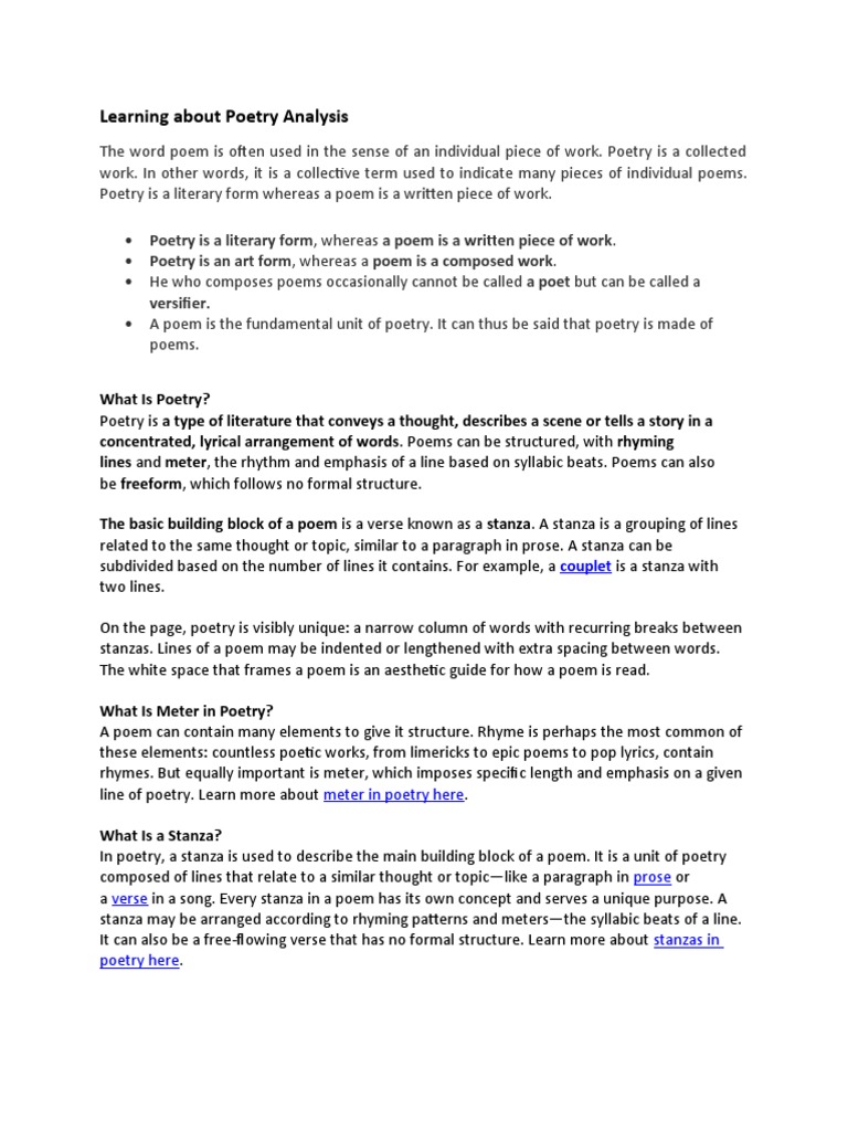 Learning Poetry Analysis | PDF | Poetry | Rhyme