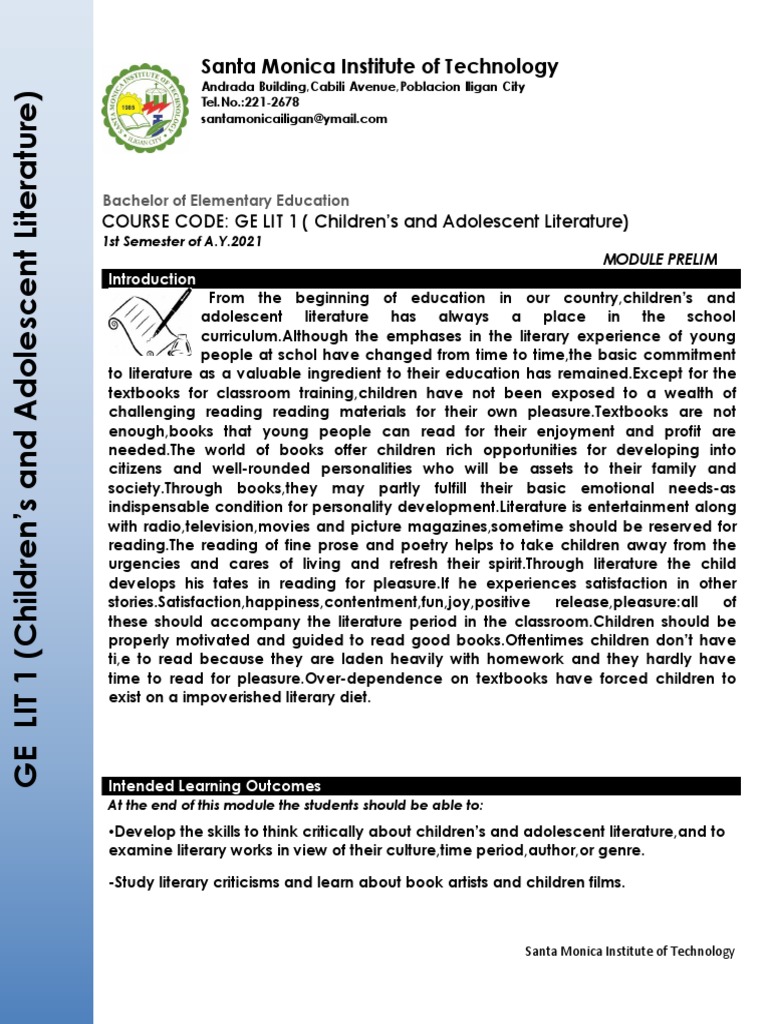 Ge Lit1 Prelim | PDF | Alphabet Book
