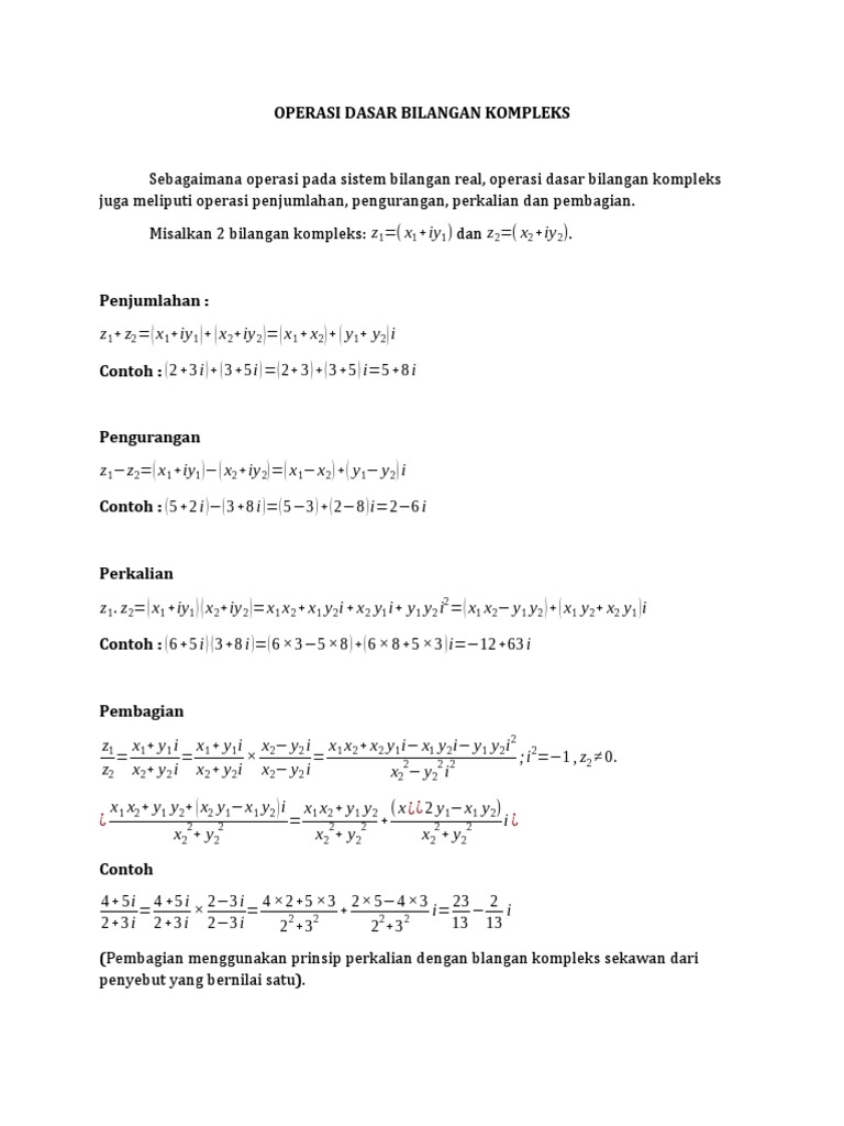 Operasi Dasar Bilangan Kompleks | PDF