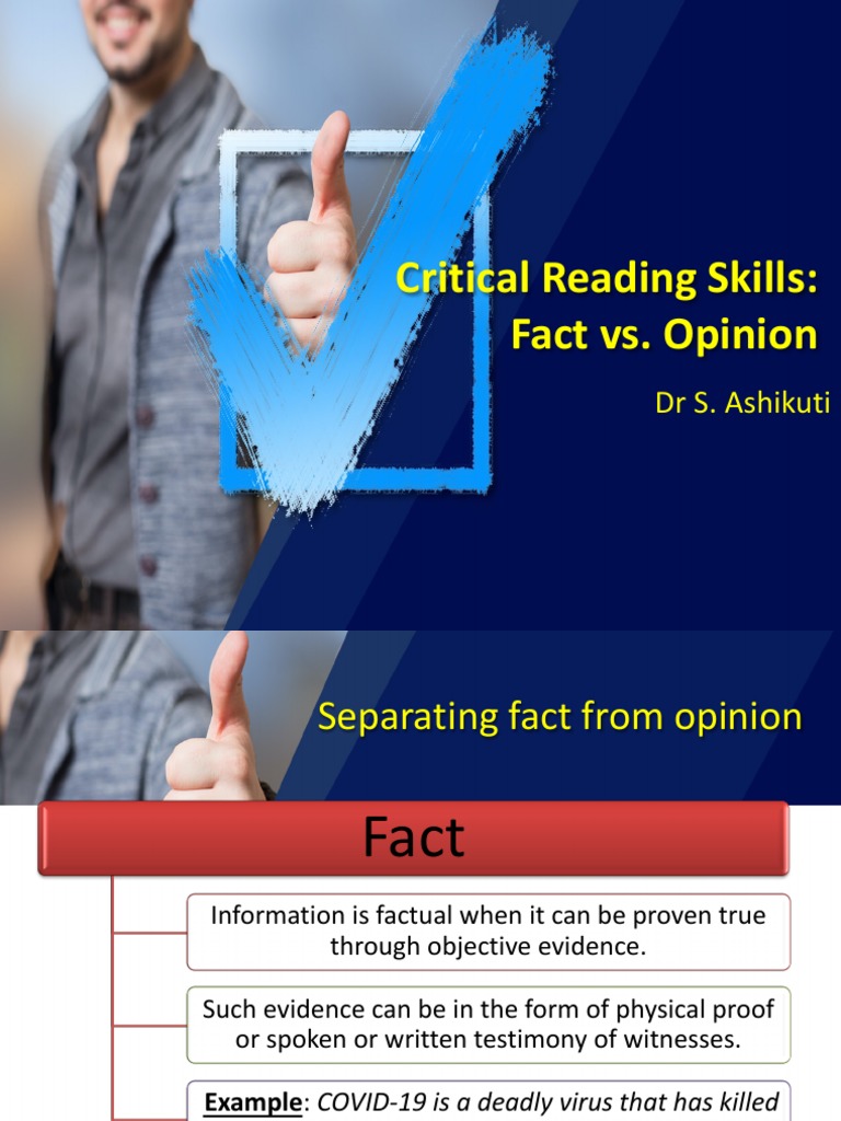 Critical Reading Skills - Fact vs. Opinion | PDF | Reason | Opinion