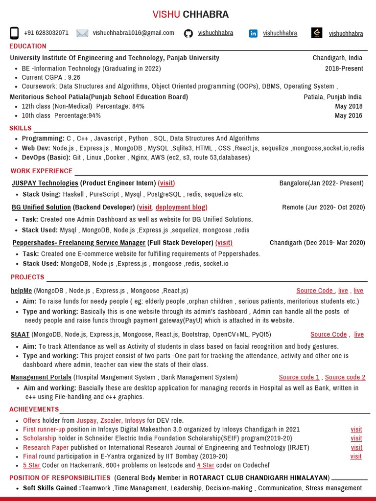 Vishu - Chhabra's Resume | PDF | My Sql | Systems Engineering Vishu - Chhabra's Resume | PDF | My Sql | Systems Engineering
