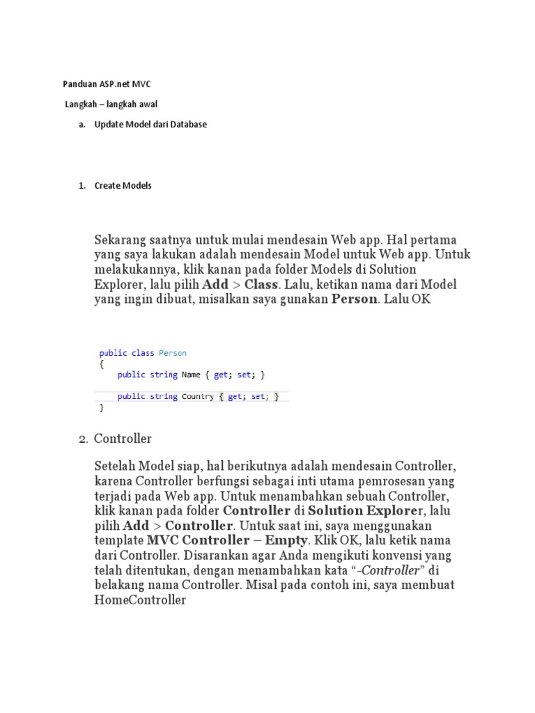 Panduan Membuat Web App ASP.NET MVC | PDF