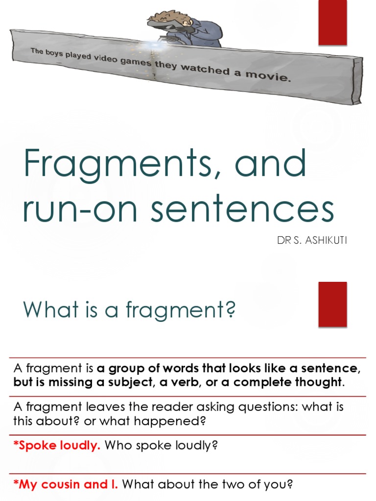 Fragments and Run Ons | PDF | Punctuation | Grammar