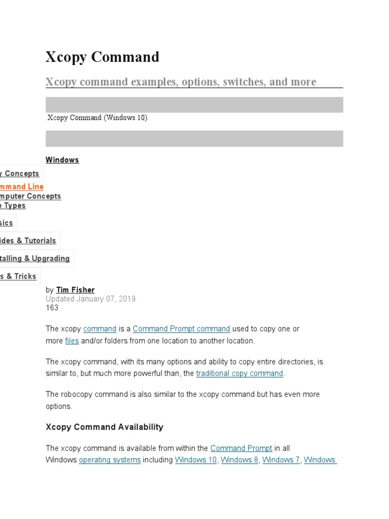 Xcopy Command Batch Script Pdf Computer File Directory Computing