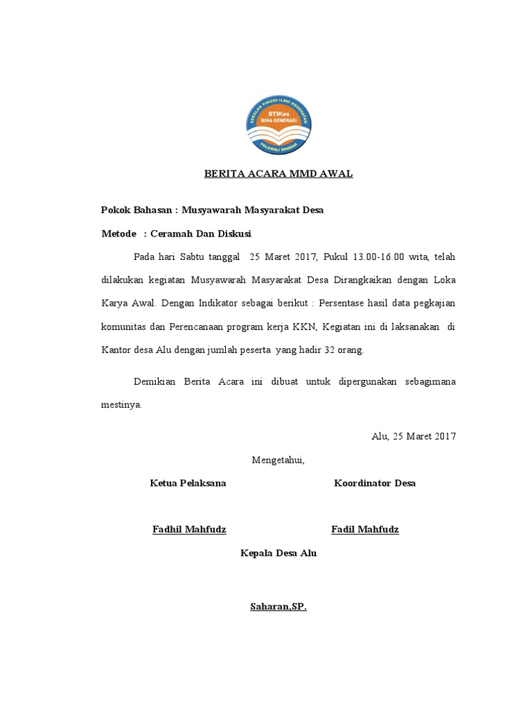 Bap MMD Awal Dan Akhir | PDF