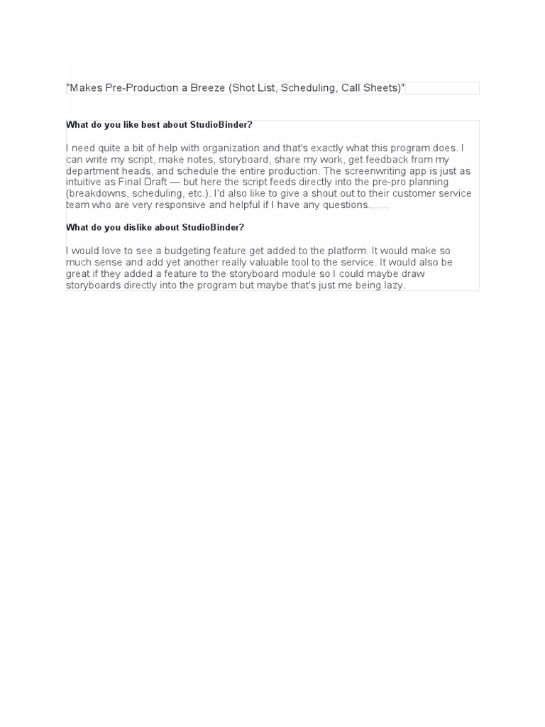 StudioBinder: Streamlining Pre-Production | PDF | Computers