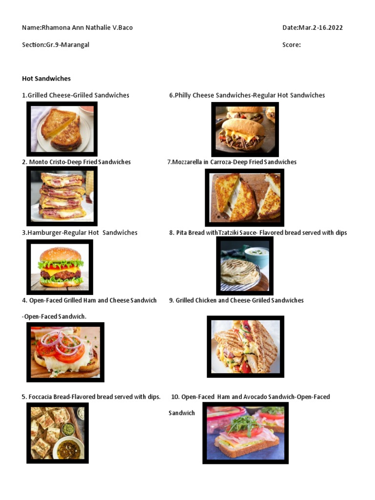 Cookery 9 Sandwiches | PDF