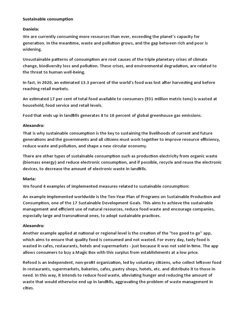 Sustainable Consumption Pdf Sustainability Waste