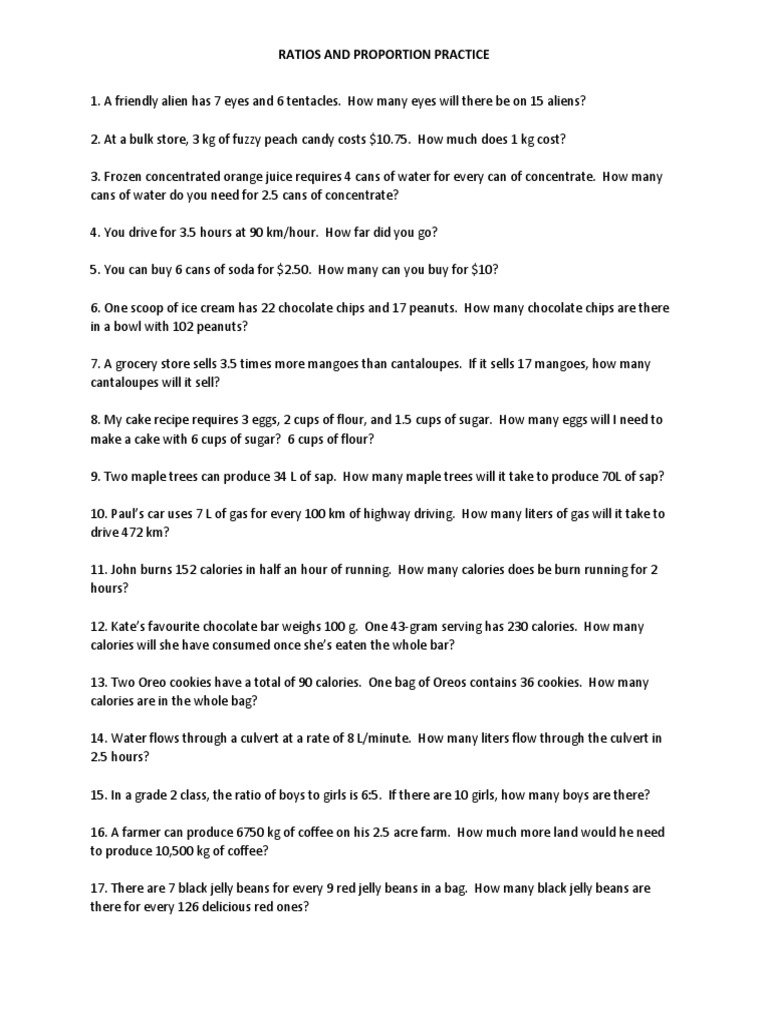 Ratio Word Problems with Solutions | PDF | Cooking, Food & Wine