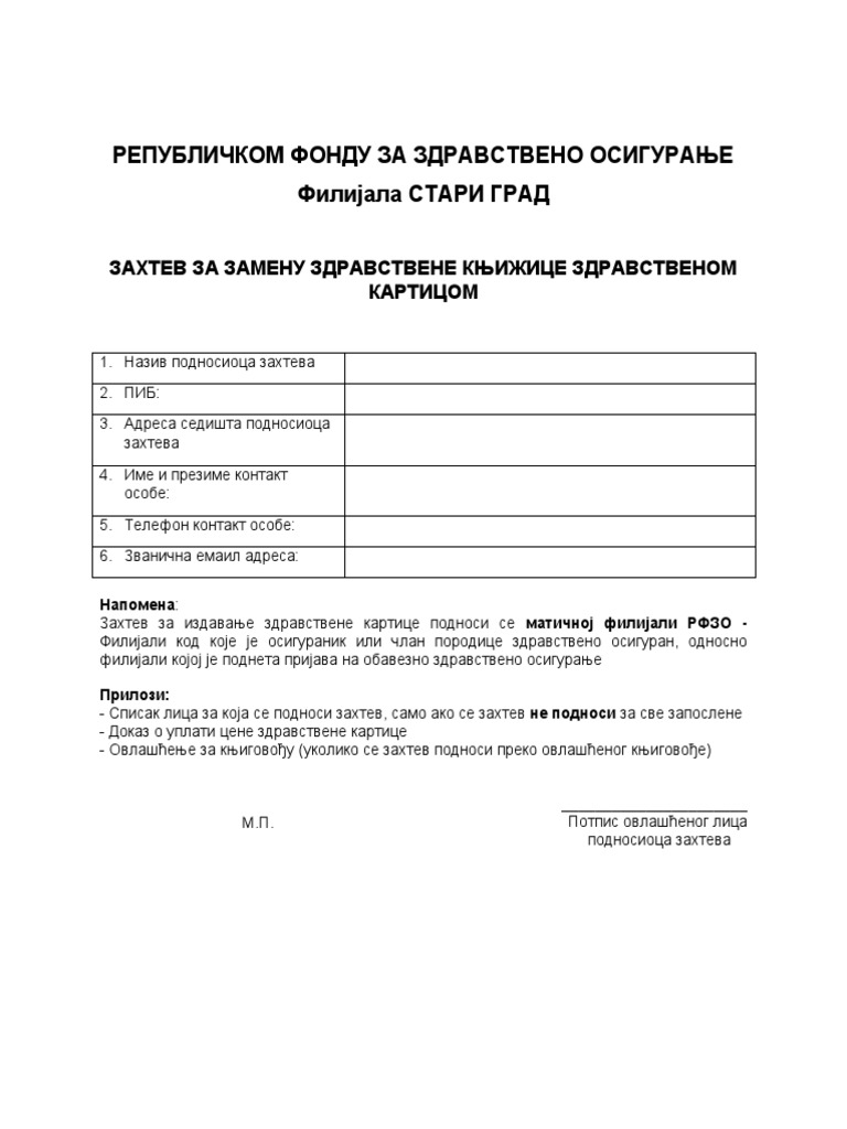 Obrazac Za Podnosenje Zahteva Za KZO | PDF