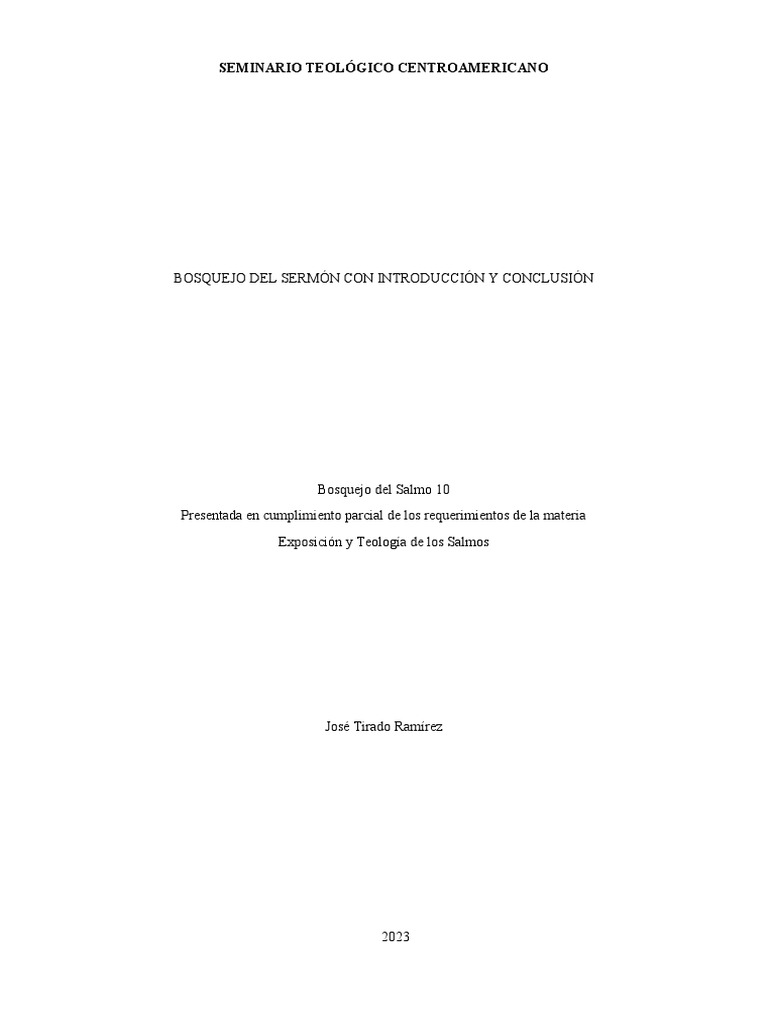 Sermón-Salmos 10-introducción y conclusión | PDF
