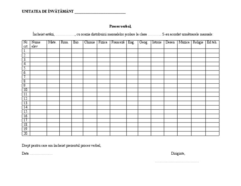 5 Tabel Nominal Cu Situatia Manualelor Scolare | PDF