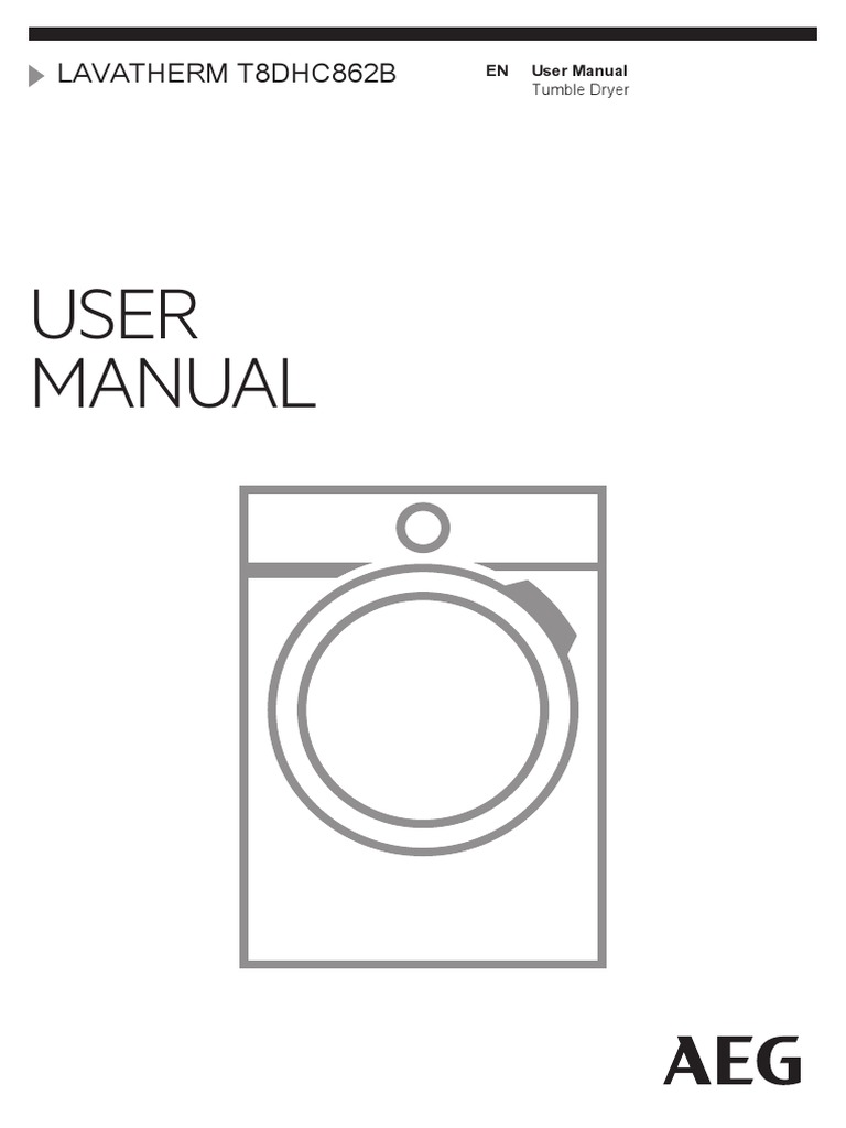 AEG T8DHC862B 8000 Series 8kg Heat Pump Dryer User Manual | PDF ...