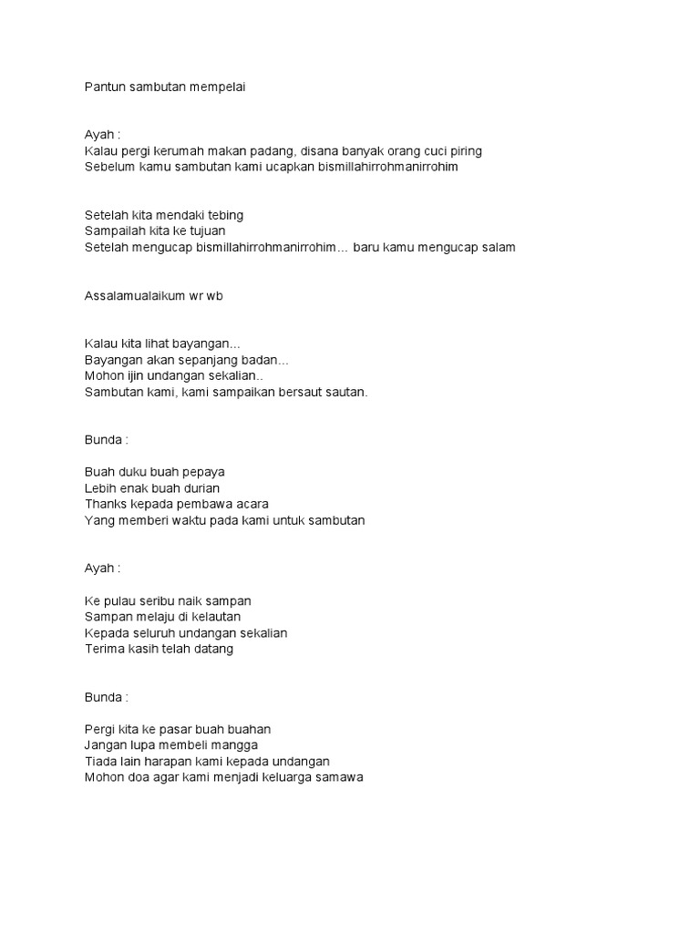 Pantun Umi Dah Ayah Kemas | PDF