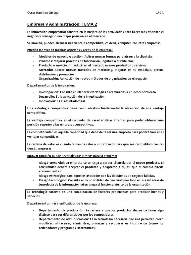 Empresa y Administración T2y3 PDF | PDF | Iniciativa empresarial ...