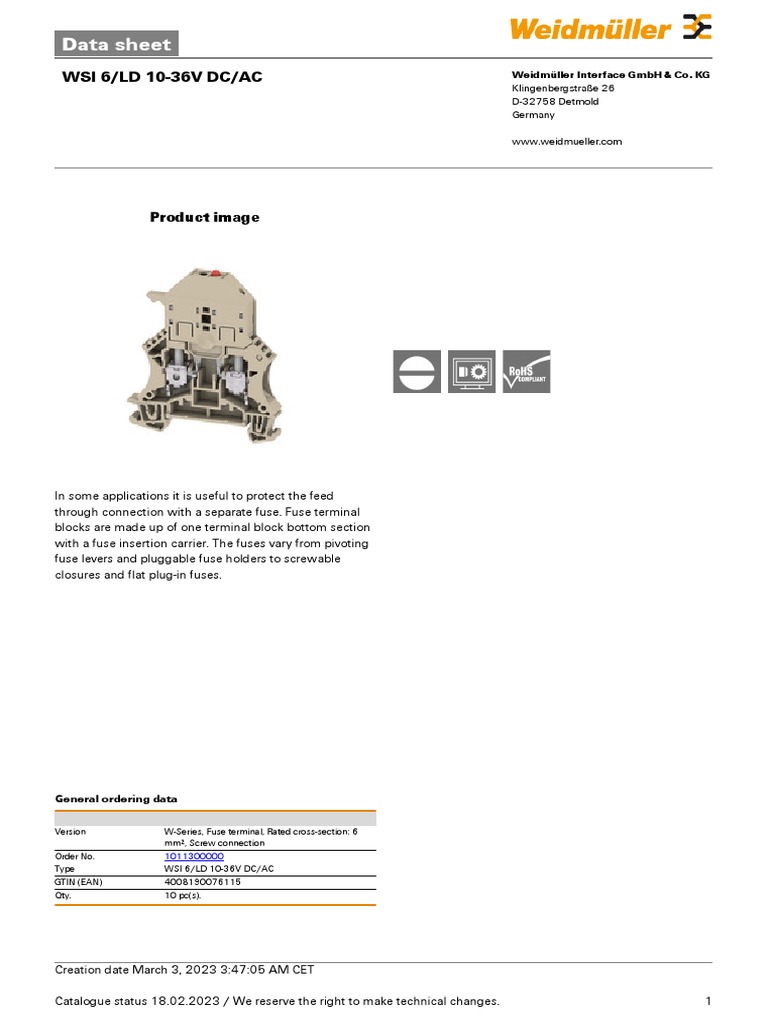 WSI 6 LD 10-36V DC AC en PDF | PDF | Fuse (Electrical) | Electric Power