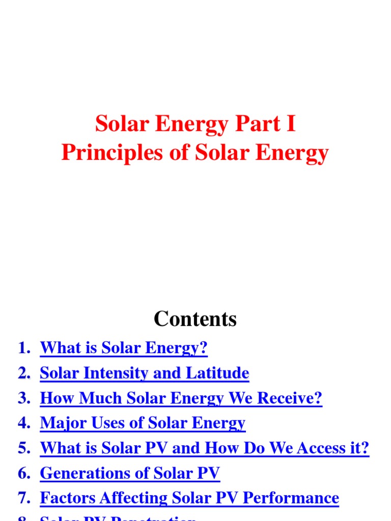 Solar Energy - Introduction To Solar Energy - Week 5 | PDF ...