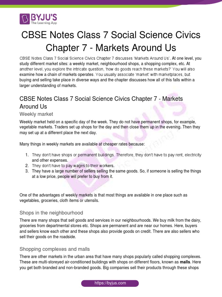 Understanding Markets: Class 7 Civics | PDF | Retail | Goods