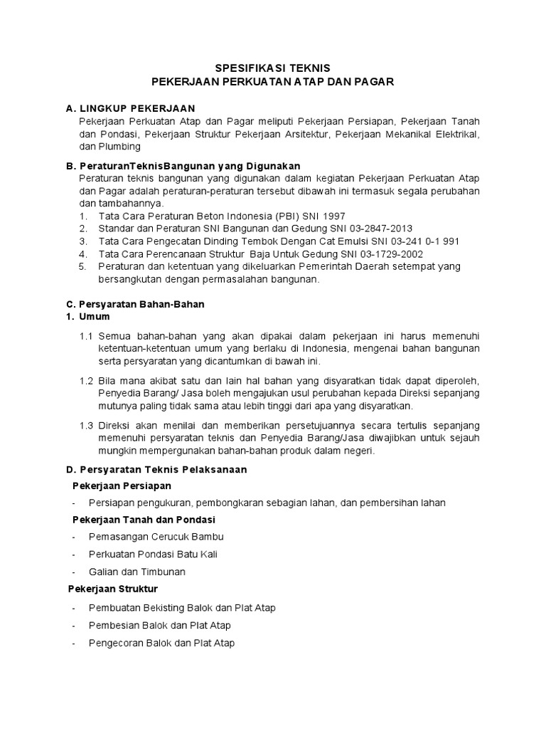 Spek | PDF | Griya & Taman | Teknologi & Rekayasa