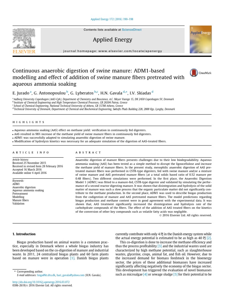 JURADO - 2016 - Continuous Anaerobic Digestion of Swine Manure ADM1 ... JURADO - 2016 - Continuous Anaerobic Digestion of Swine Manure ADM1 ...