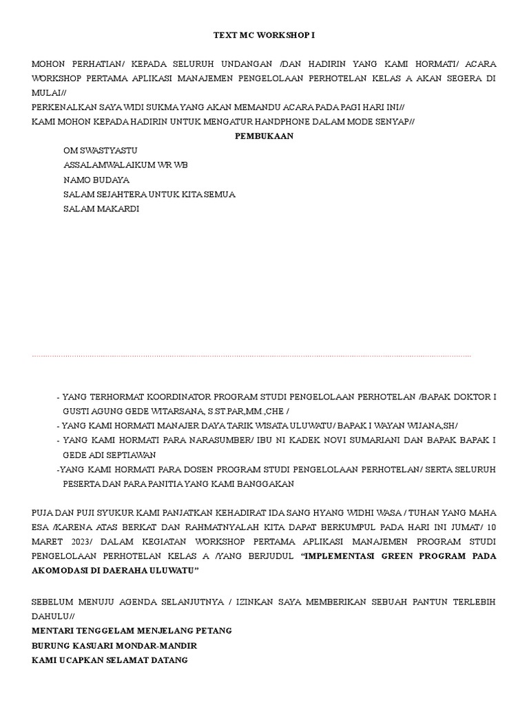 Teks MC Workshop Draft | PDF