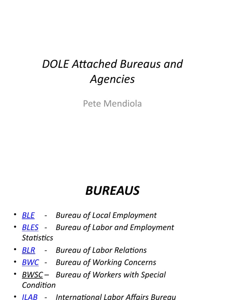 DOLE Attached Bureaus and Agencies | PDF