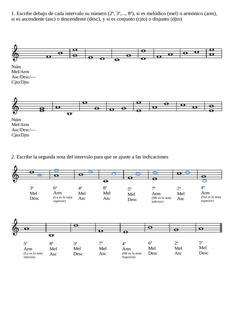 Ejercicios Intervalos | PDF | Composiciones Musicales | Musicología
