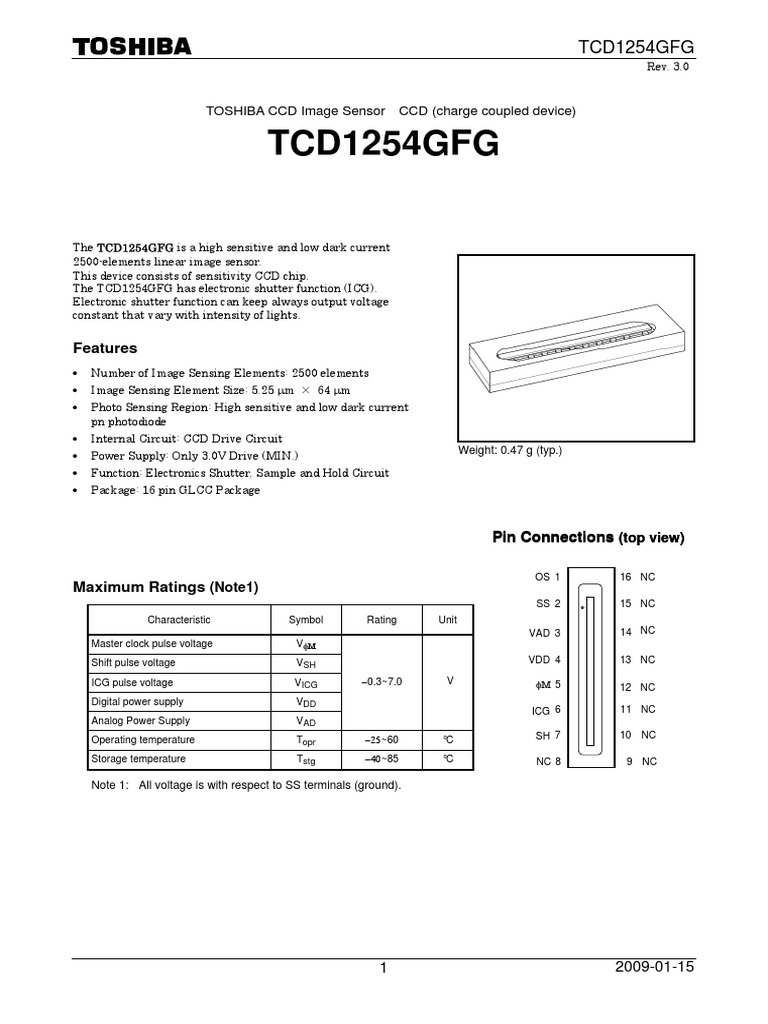 TCD1254GFG-Rev3-090115 Datasheet | PDF | Charge Coupled Device ...