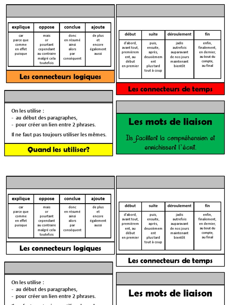 Mots de liaison en français | PDF