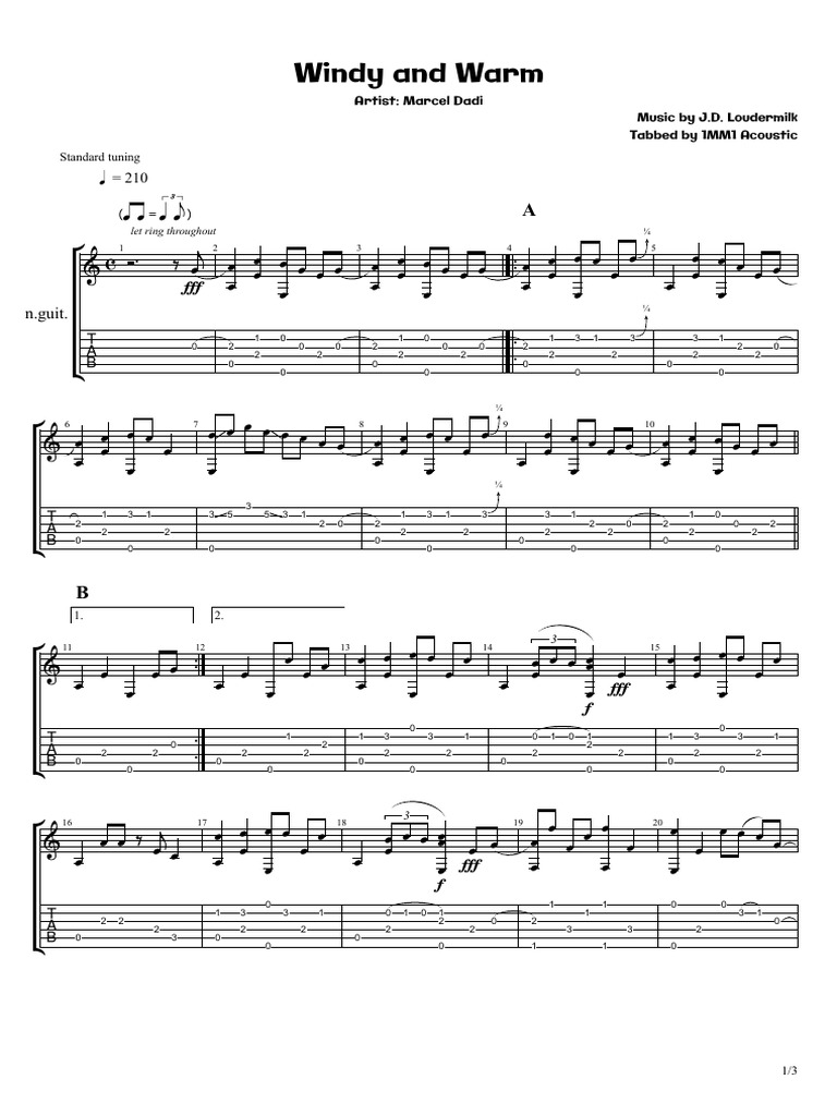 Windy and Warm Guitar Tab | PDF