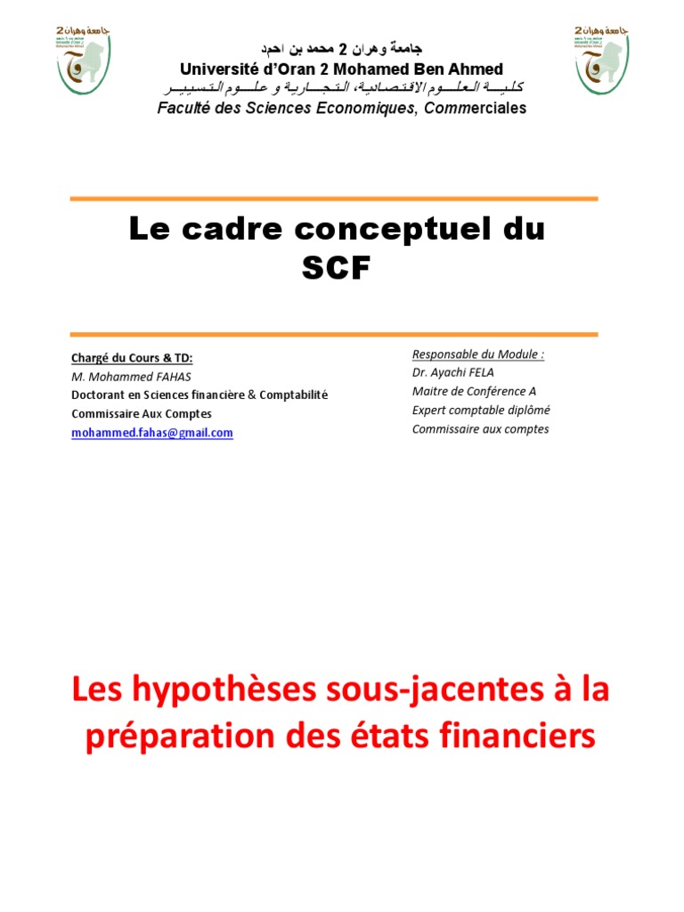 Le Cadre Conceptuel Du SCF | PDF | Comptabilité | Bilan comptable
