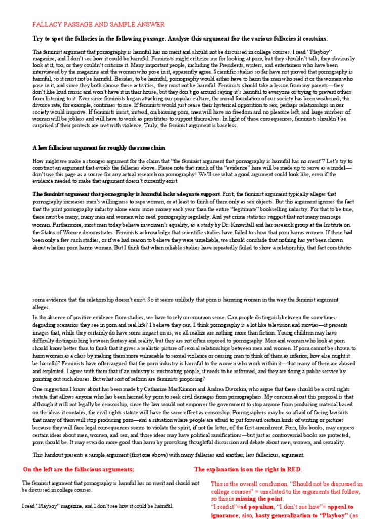 E. Fallacy Passage and Sample Answer | PDF | Argument | Fallacy